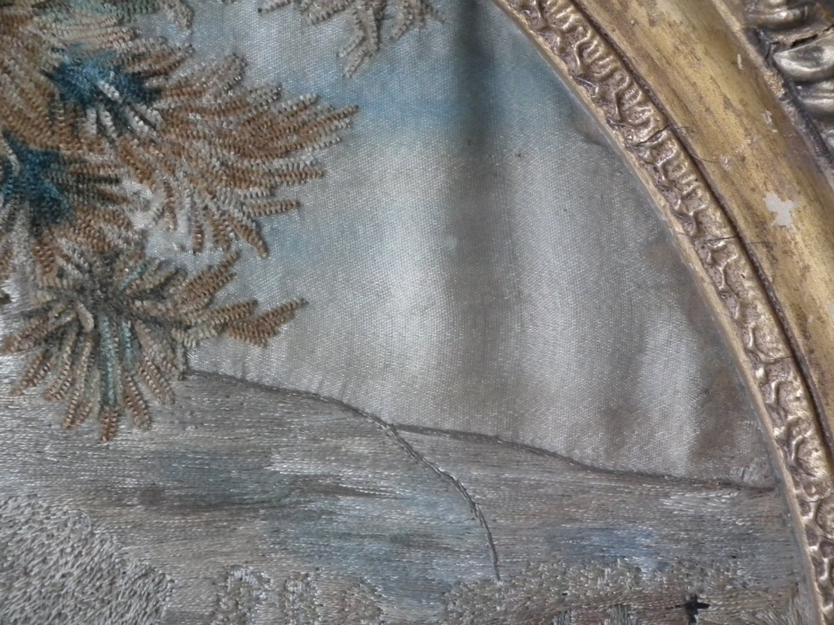 Antique Georgian Silkwork Embroidery of a Shepherdess