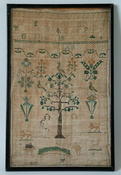 1812 Adam & Eve Sampler by Jane Bone(?)